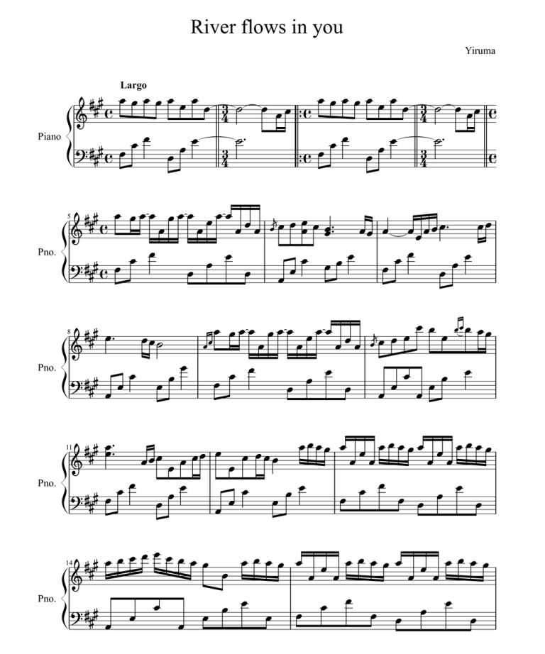 River Flows in You - Yiruma | Sheet piano miễn phí 99+